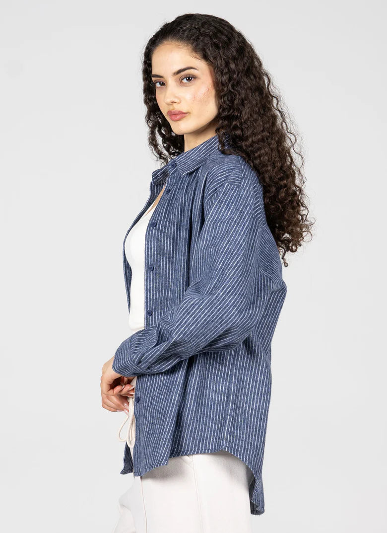 Rhiannon Relaxed Fit Blouse - Blue Stripe – West on Main