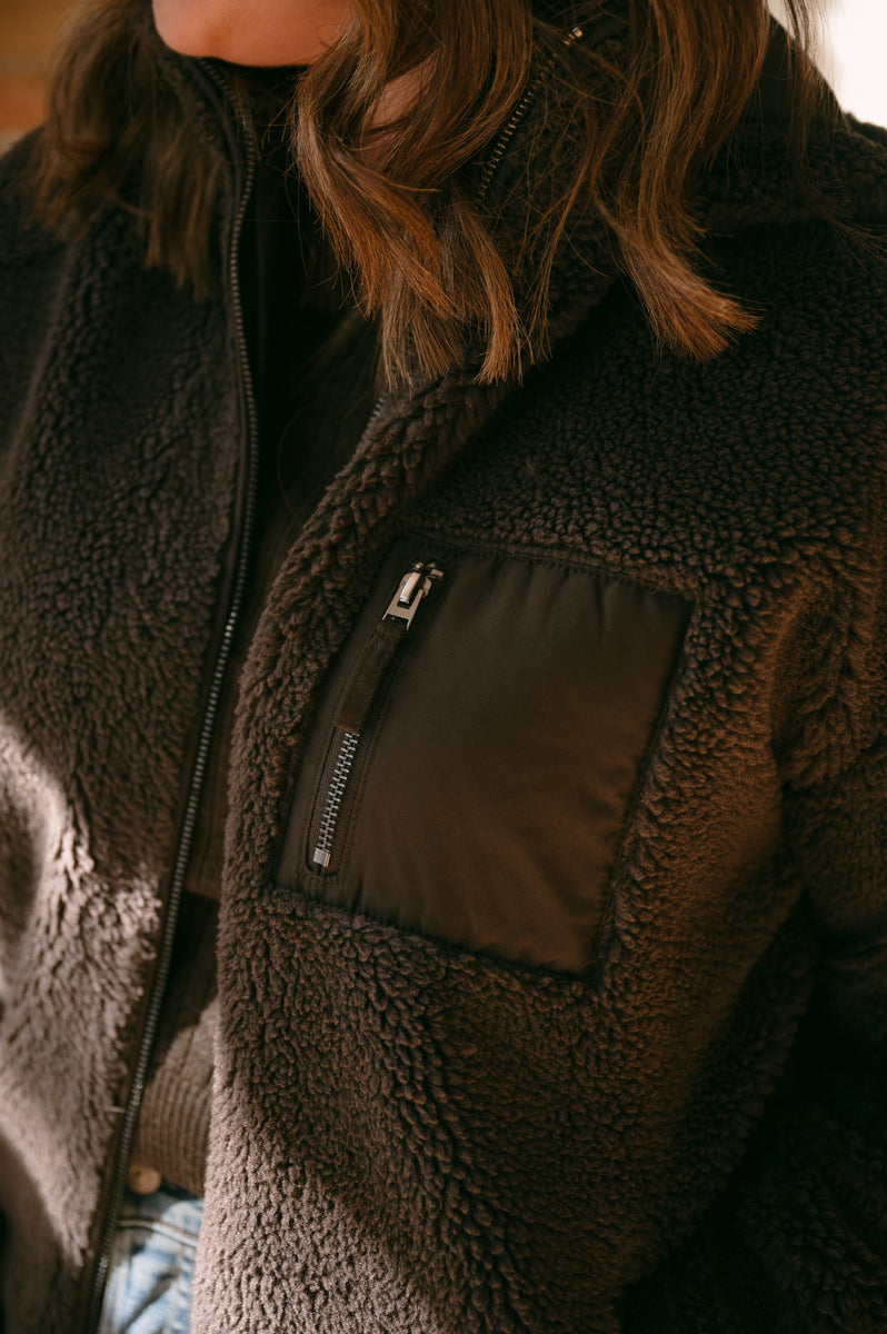 Sascha Sherpa Jacket - Chocolate – West on Main