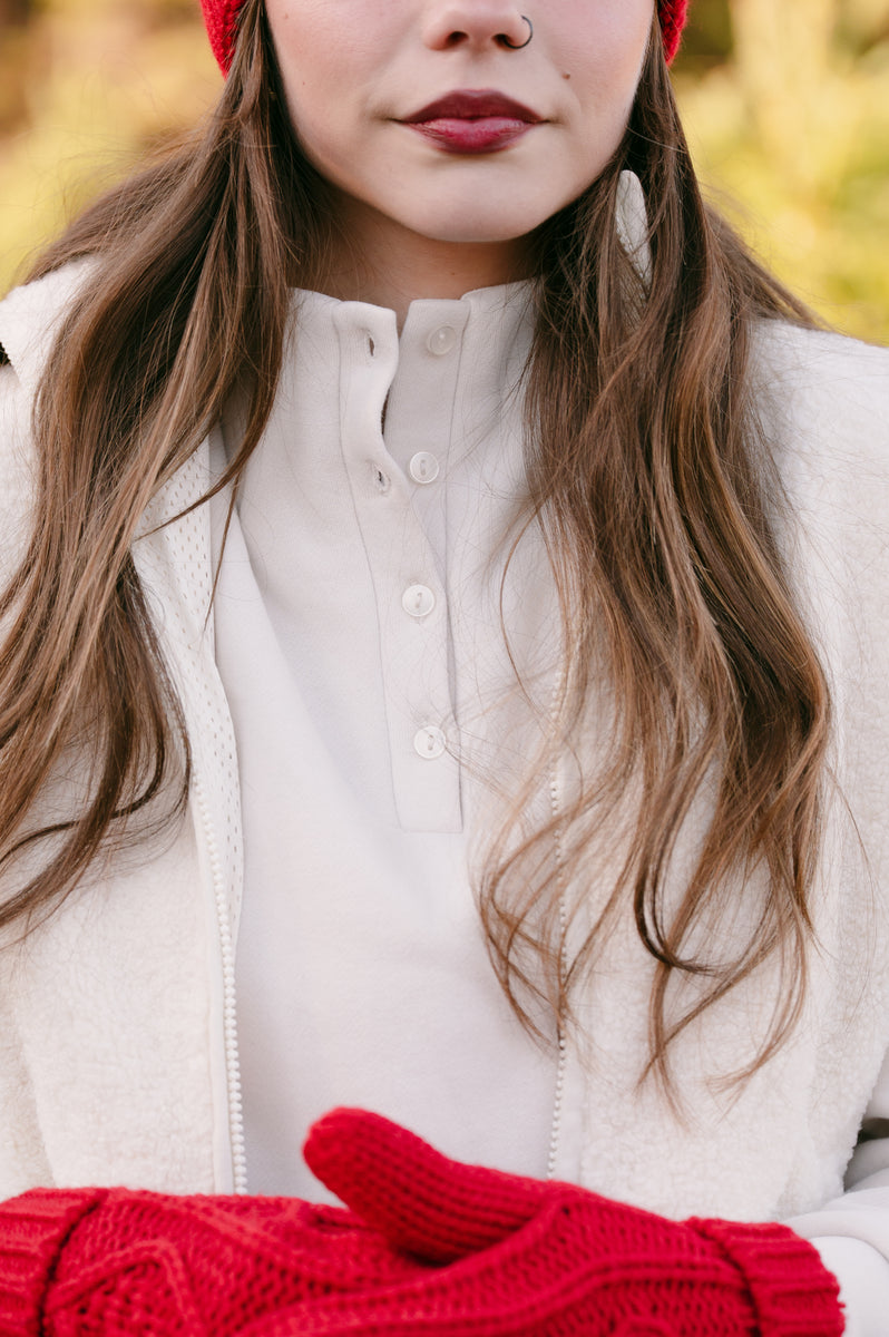 Brittany 1/4 Button Up Sweater - Stone – West on Main